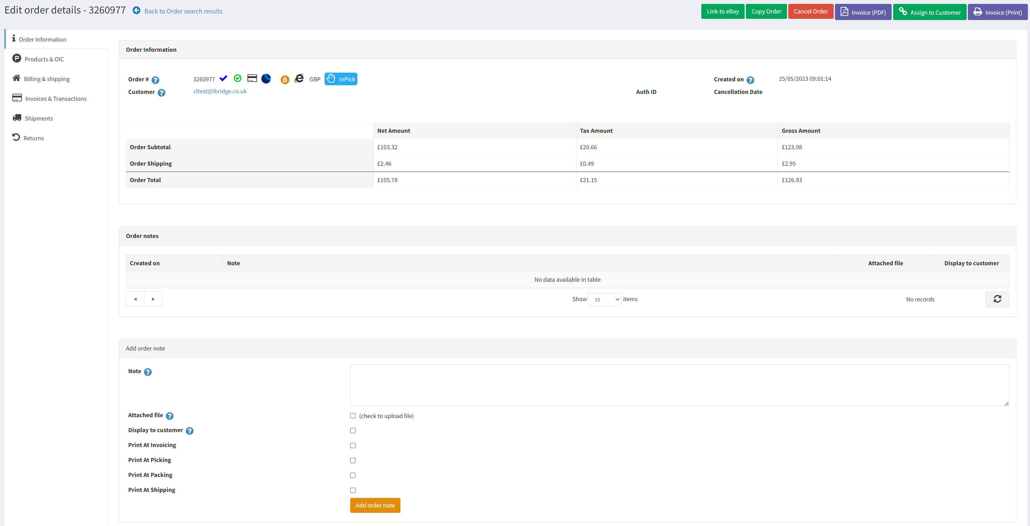 Viewing an Order – iBridge Solutions BOB2 WiKi