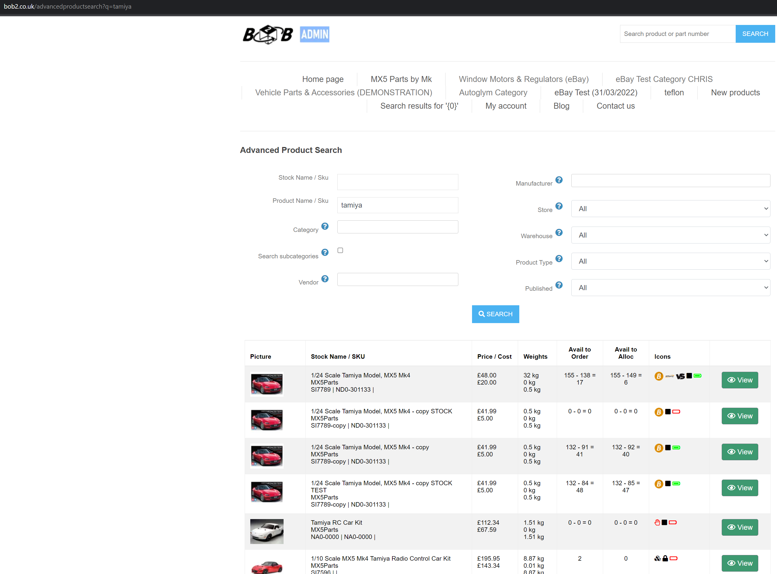 Product Searches – iBridge Solutions BOB2 WiKi
